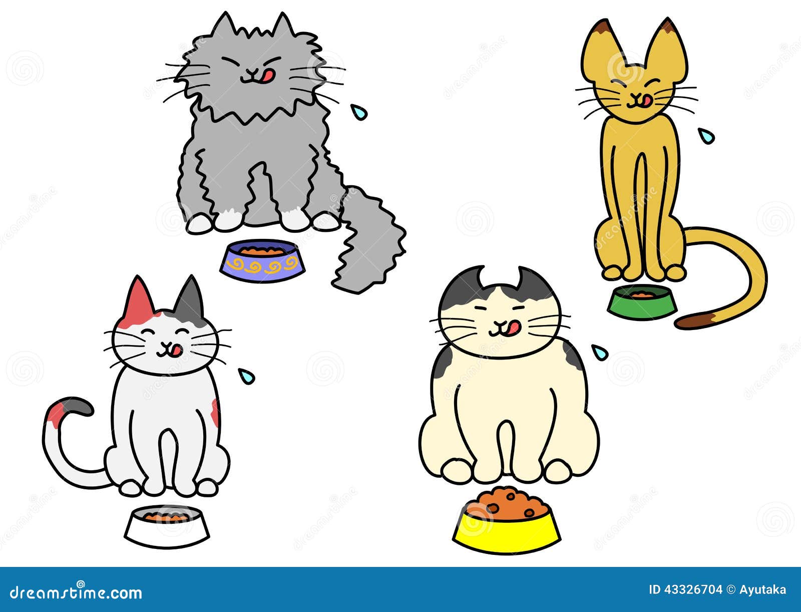 Eating cats stock vector. Illustration of sitting, calico - 43326704