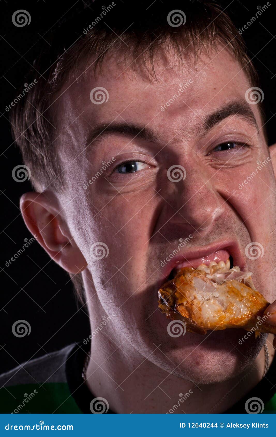 Eating chicken stock photo. Image of hunger, juicy, face - 12640244