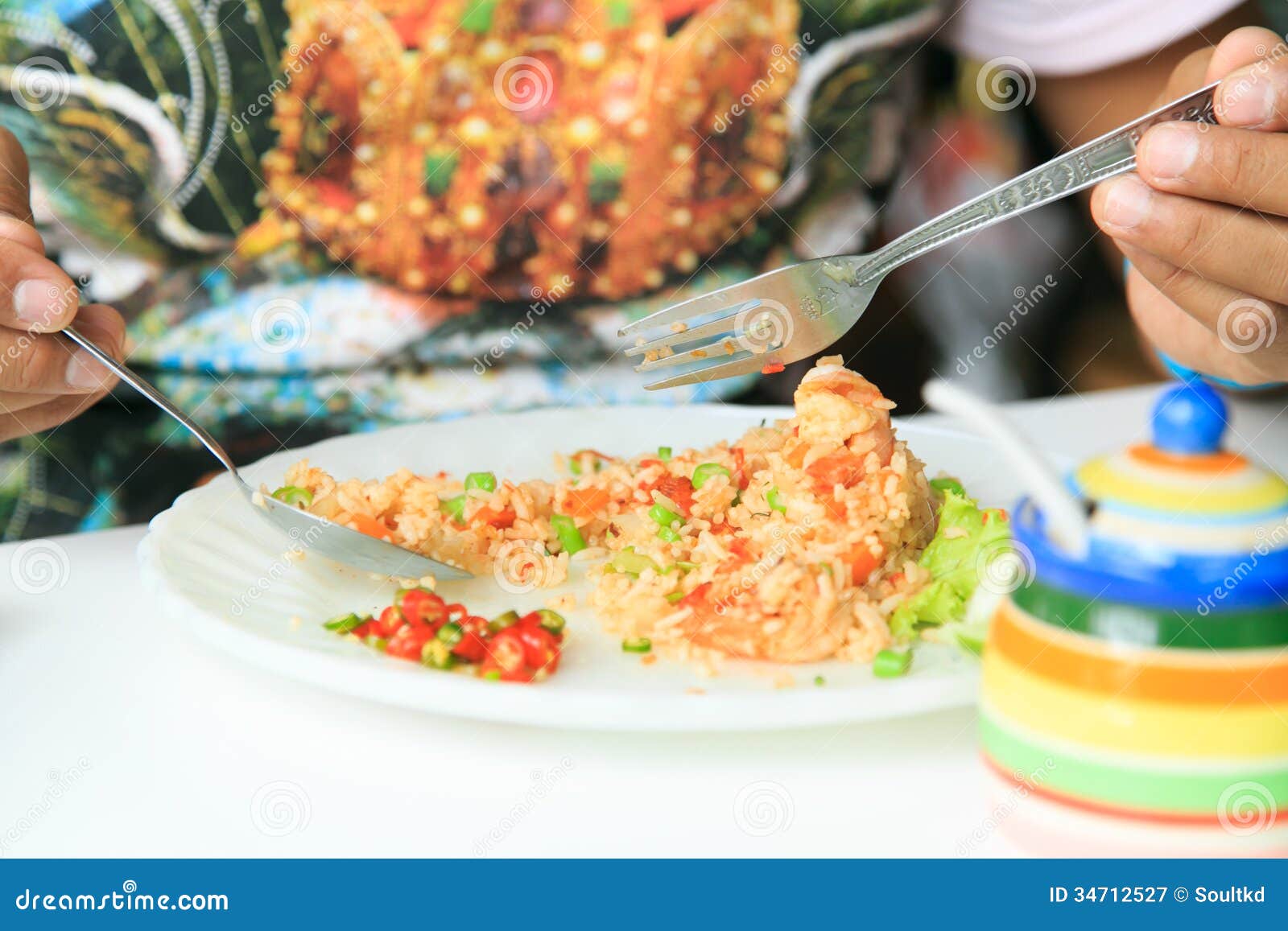 Eating chilli and rice stock image. Image of fried, asian - 34712527