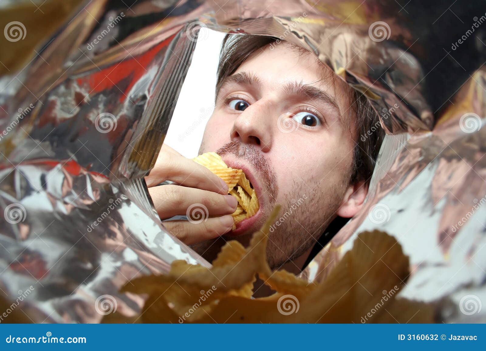 Eating chips stock photo. Image of pose, potato, posture - 3160632