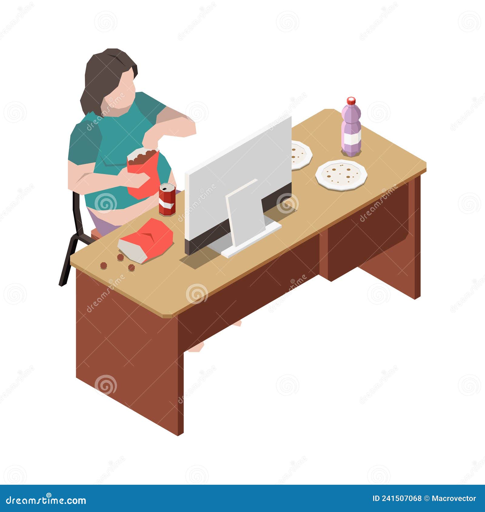 Eating at Computer Composition Stock Vector - Illustration of eating ...