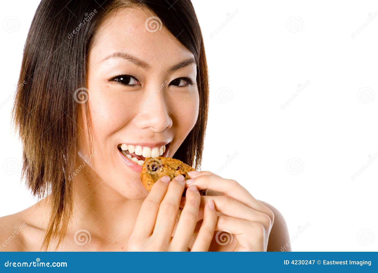 Eating Cookie stock image. Image of slim, chinese, woman - 4230247