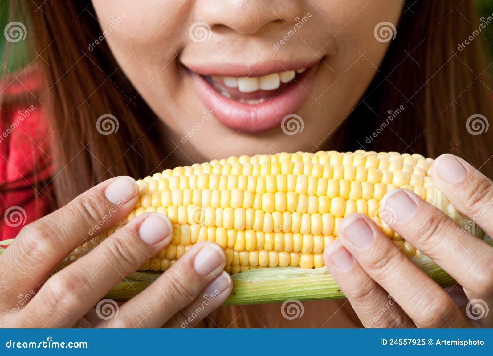 Eating Corn stock image. Image of happiness, asian, bite - 24557925