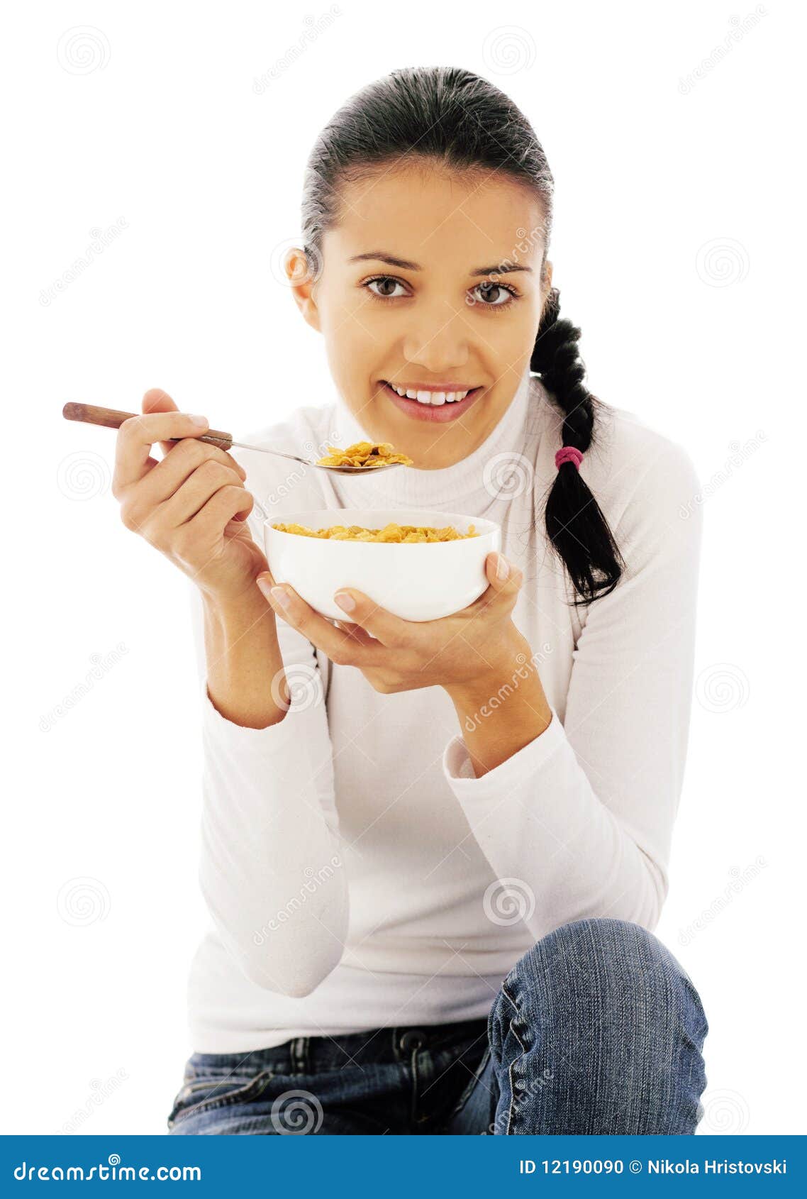 Eating cornflakes stock photo. Image of corn, healthy - 12190090