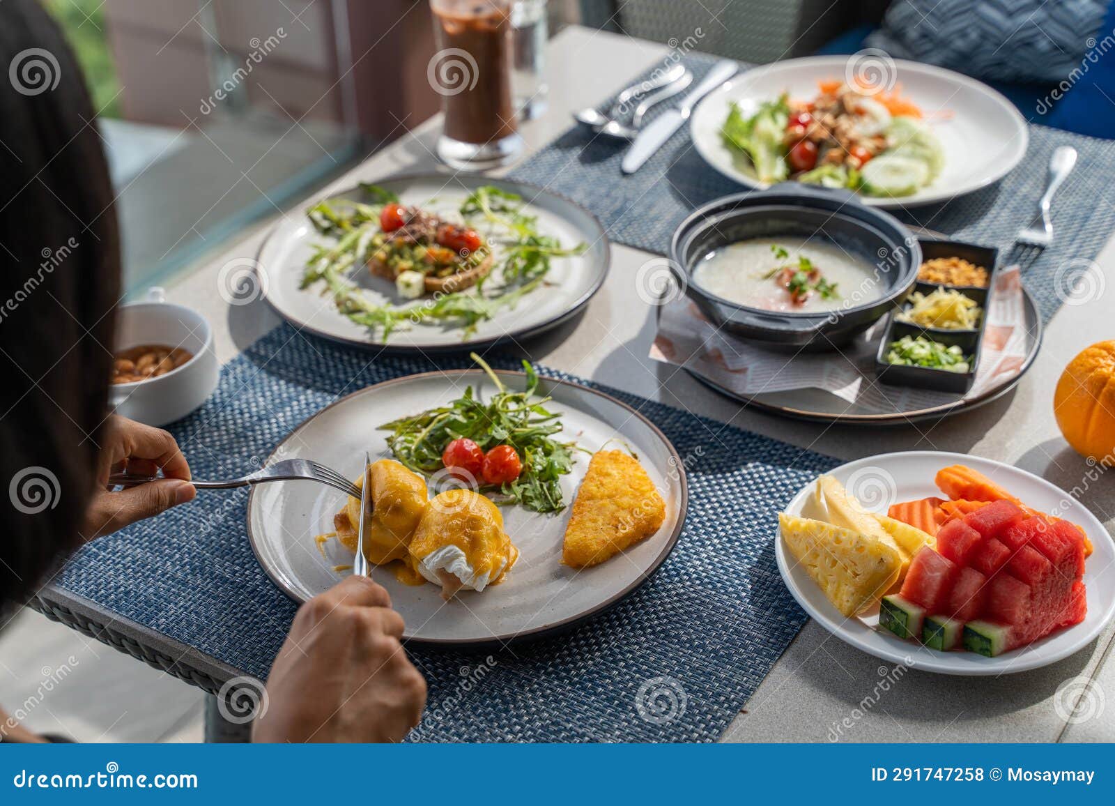 Eating Delicious Breakfast at Restaurant Stock Photo - Image of toast ...