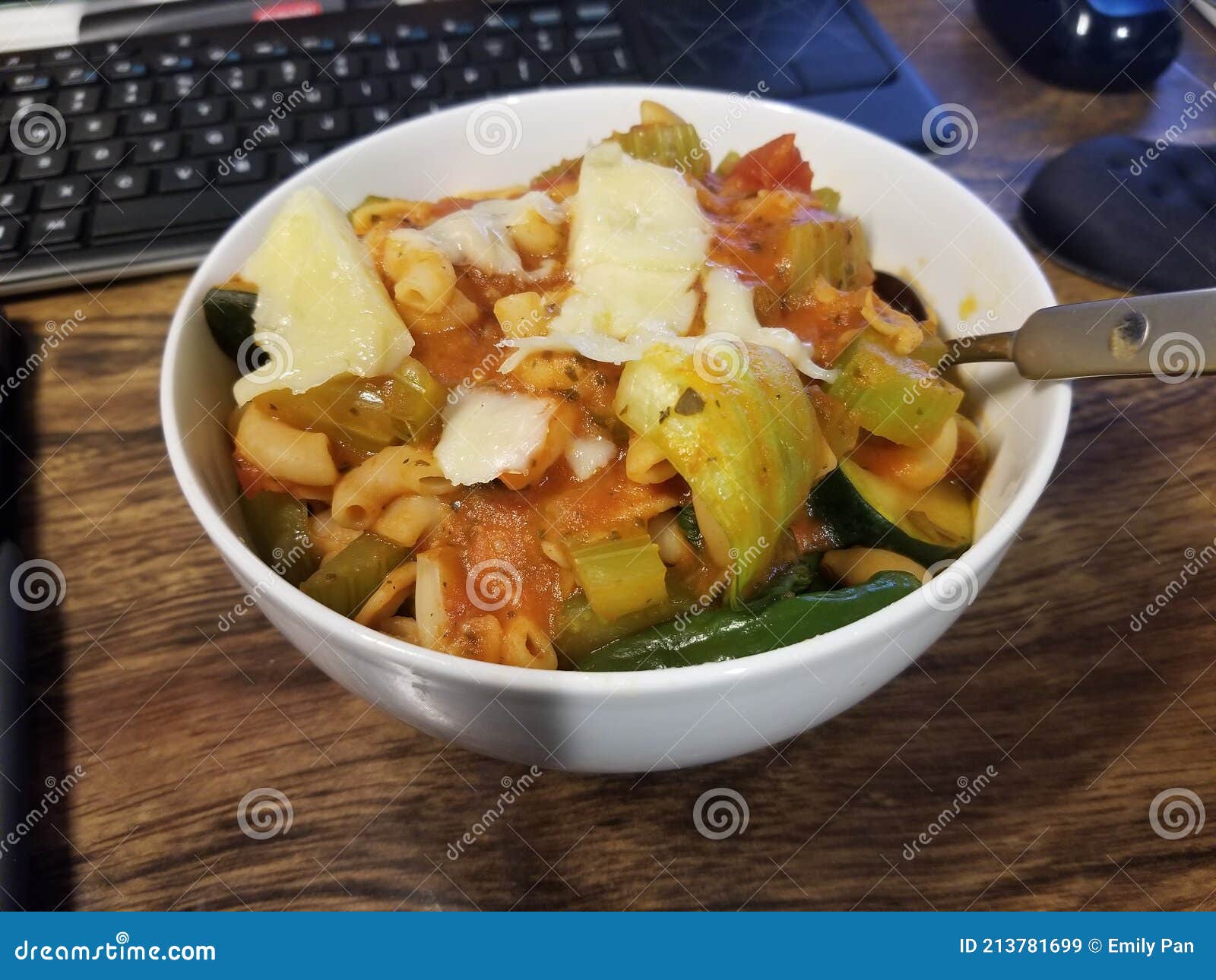 Eating Delicious Dinner in Front of My Computer Stock Image - Image of ...