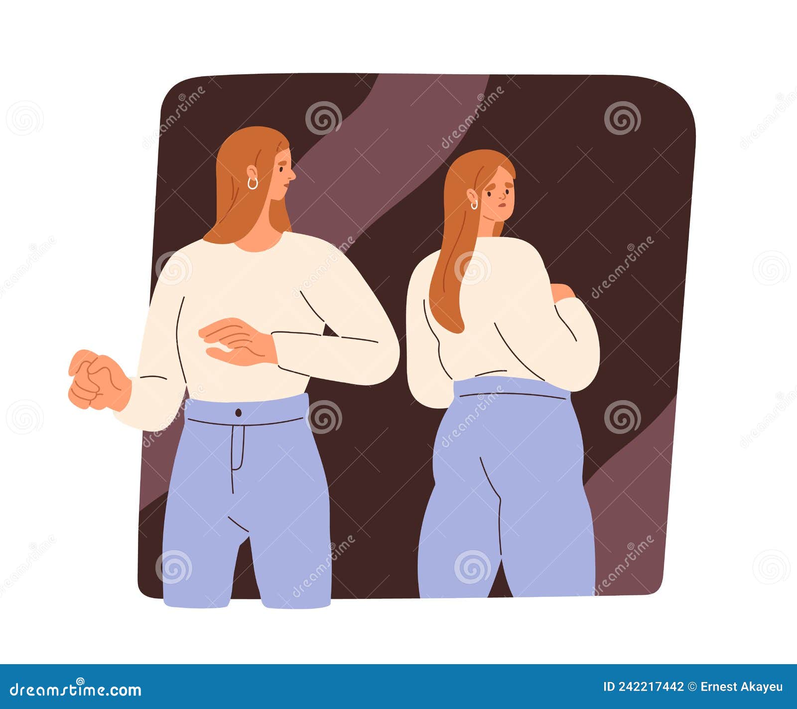 Eating Disorder and Anorexia Concept. Woman with Distorted Self ...