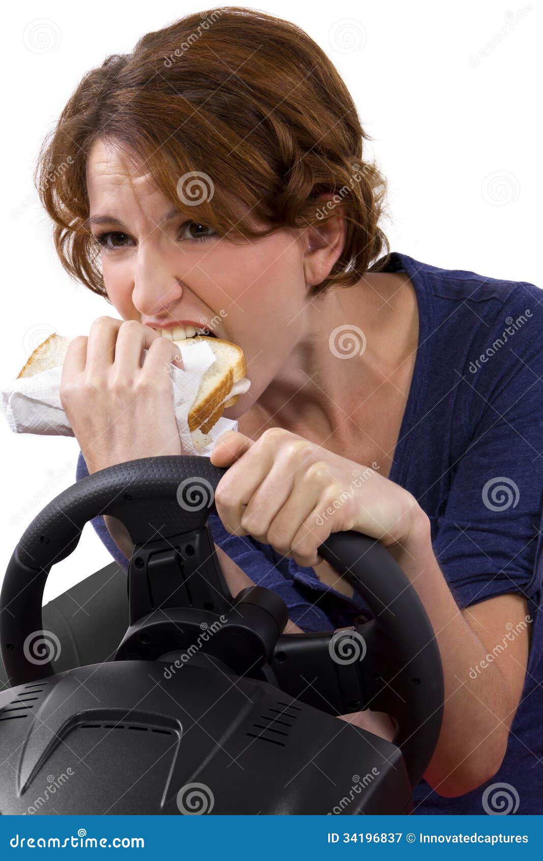 Eating while Driving stock image. Image of drive, people - 34196837