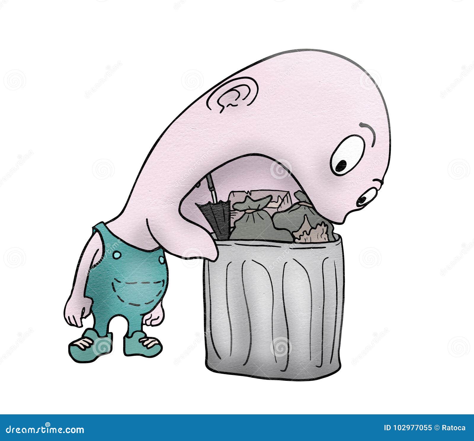 Eating garbage stock illustration. Illustration of stomach - 102977055