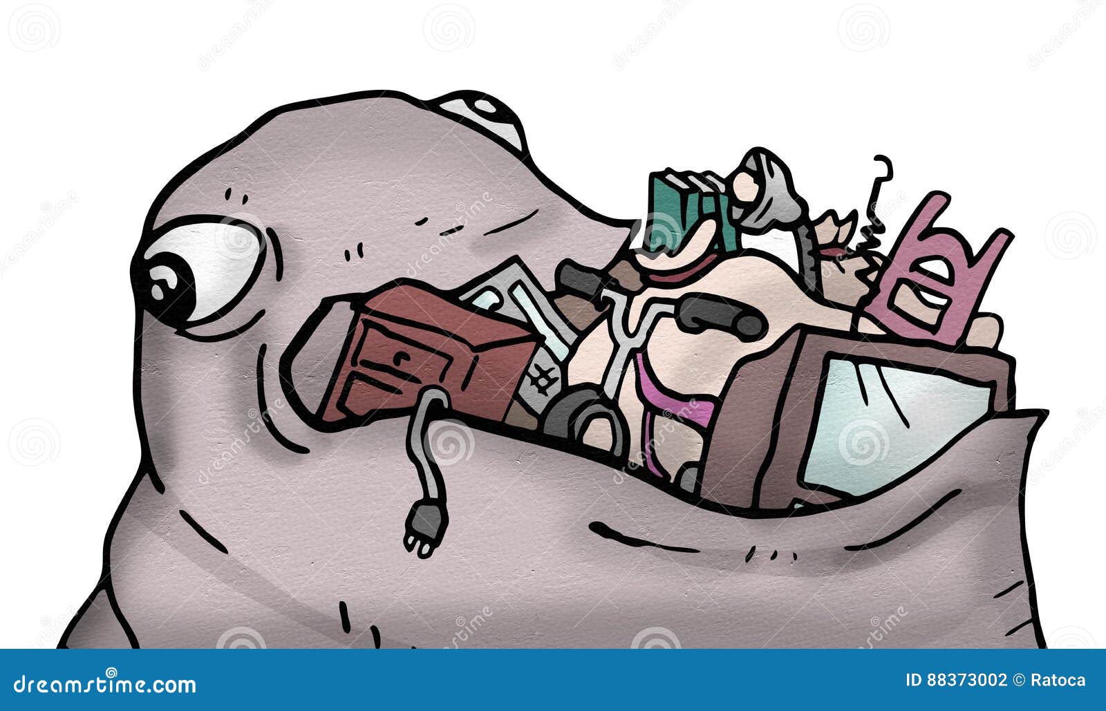 Eating garbage stock illustration. Illustration of person - 88373002