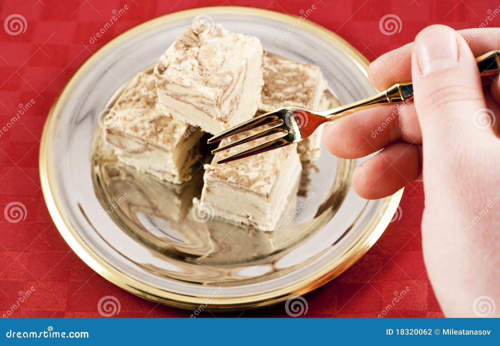 Eating Halva stock photo. Image of halva, fork, haleweh - 18320062