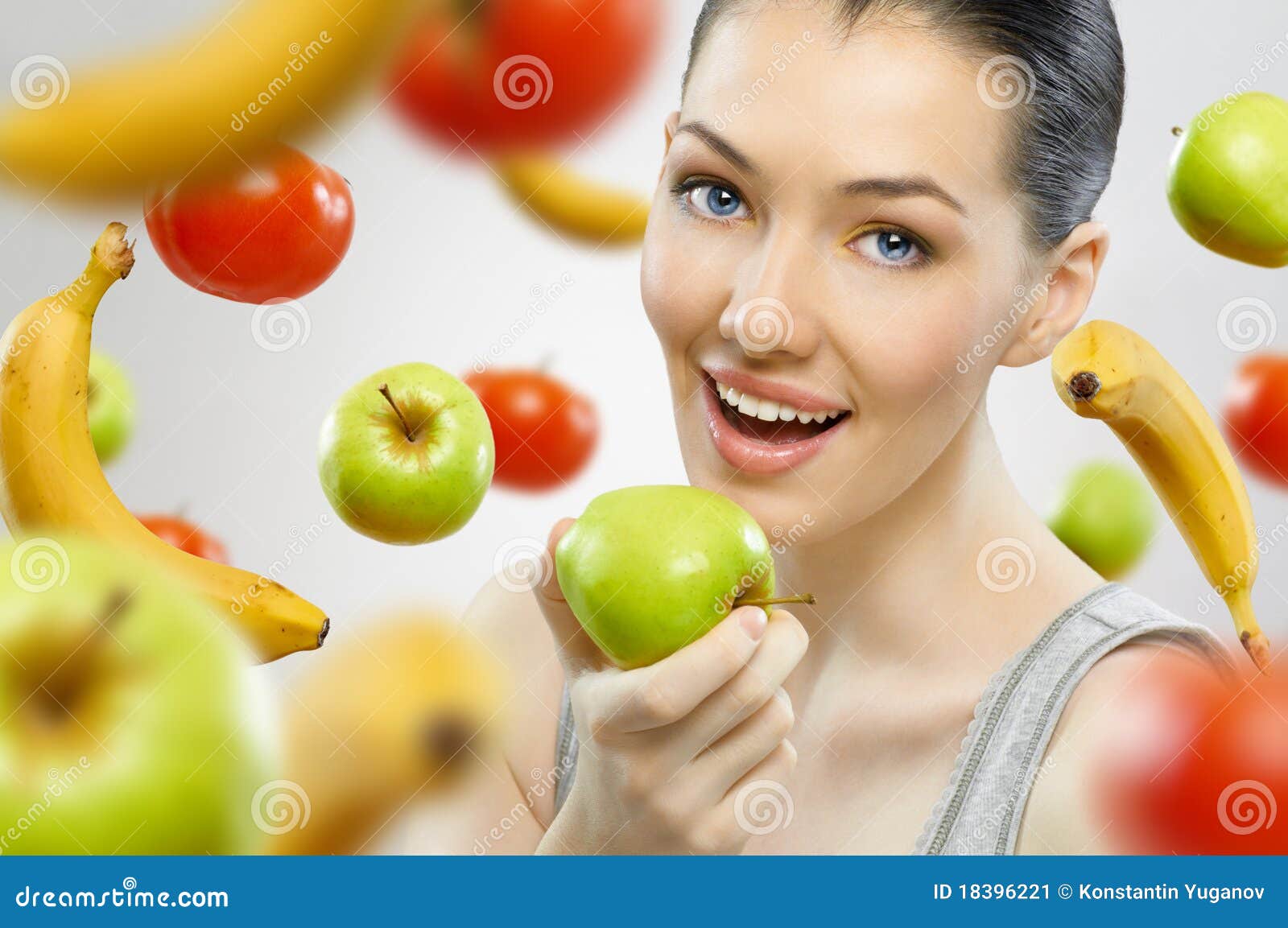 Eating healthy fruit stock image. Image of female, healthy - 18396221