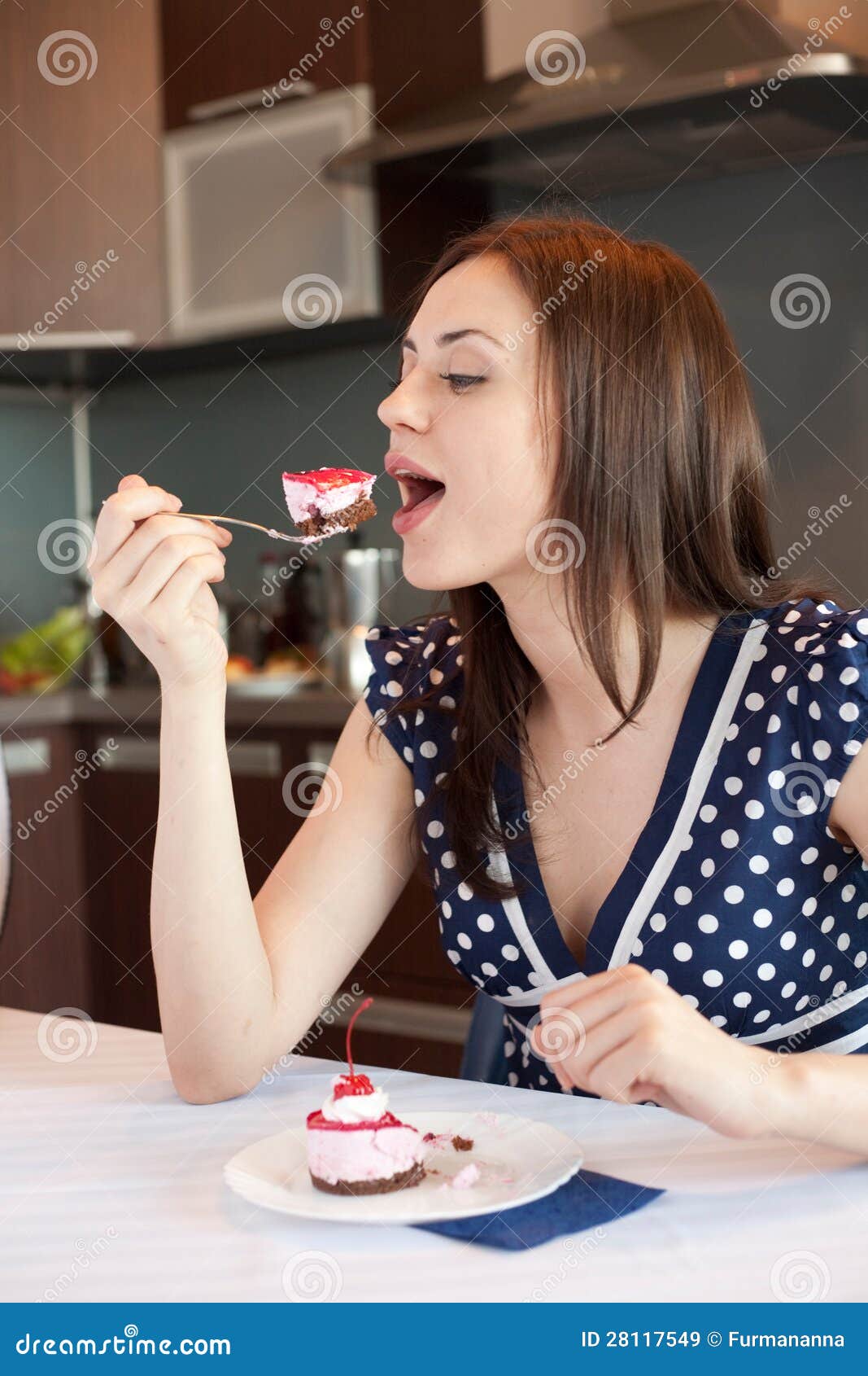 Eating her cake stock image. Image of food, healthy, vertical - 28117549