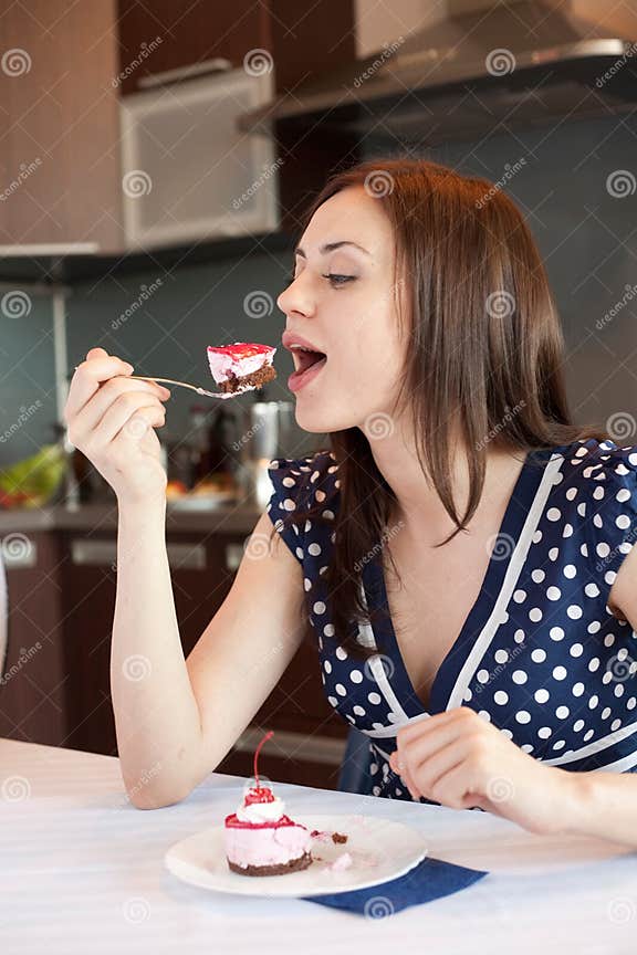 Eating her cake stock image. Image of food, healthy, vertical - 28117549