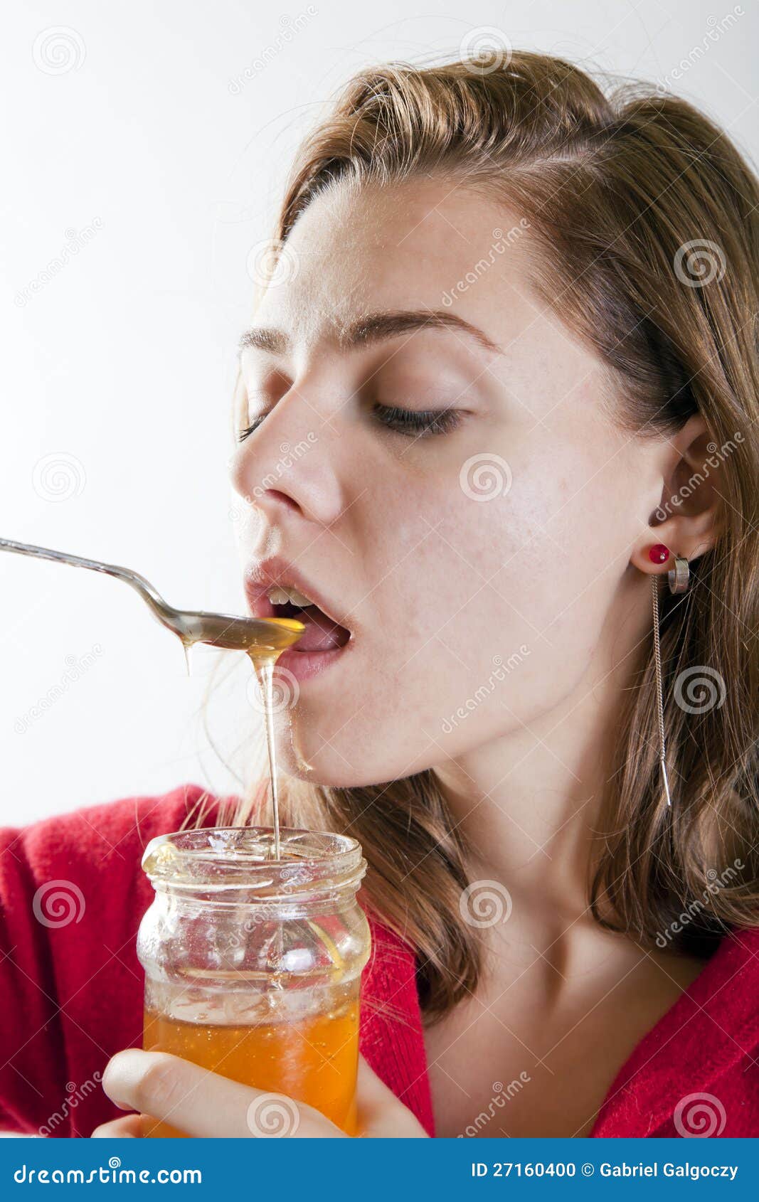 Eating honey stock photo. Image of indoors, meal, positive - 27160400