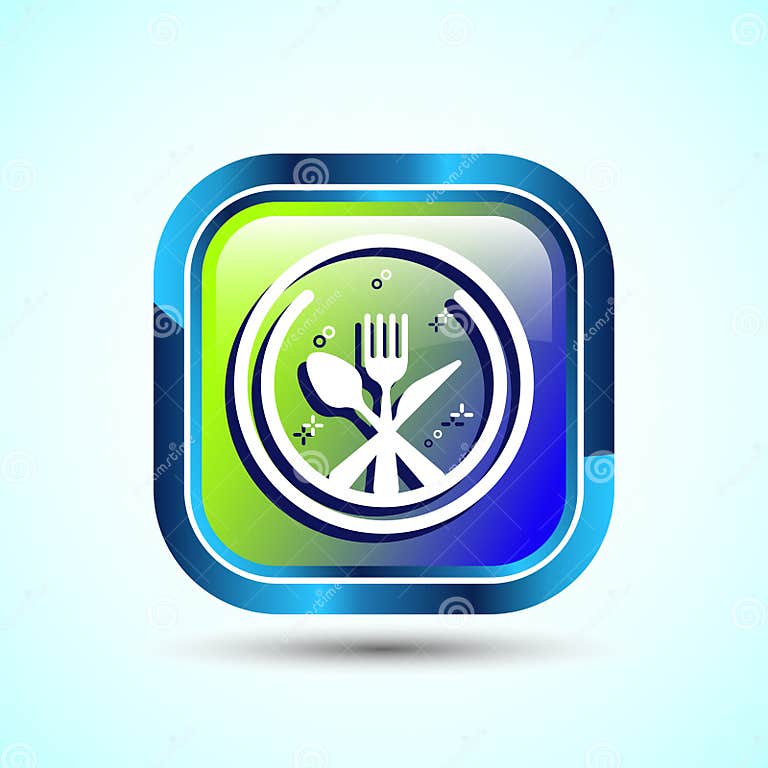 Eating Icon Button Design Illustration. Fork, Spoon, Restaurant Icon ...