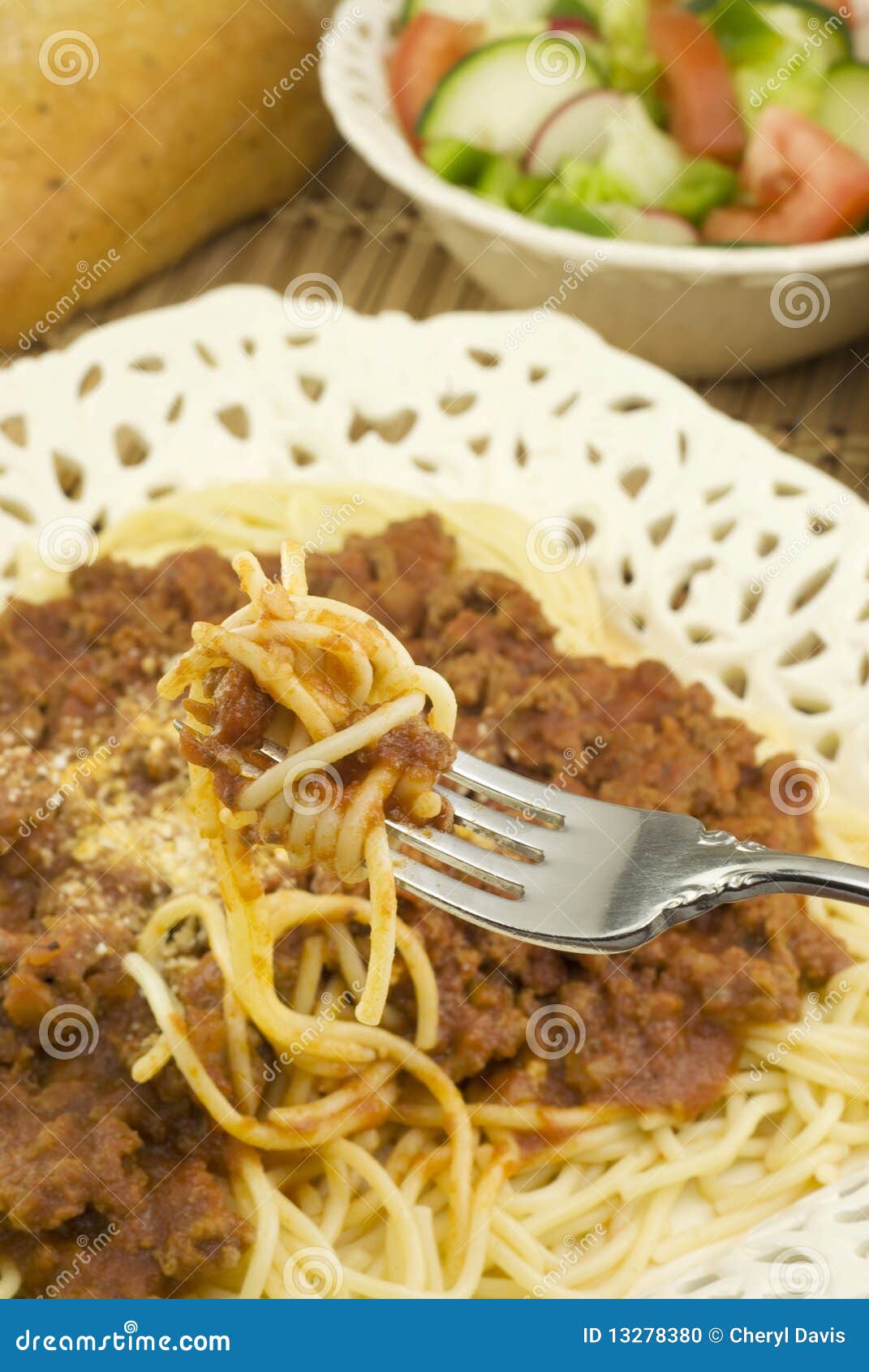 Eating Italian Spaghetti stock photo. Image of beef, ground - 13278380