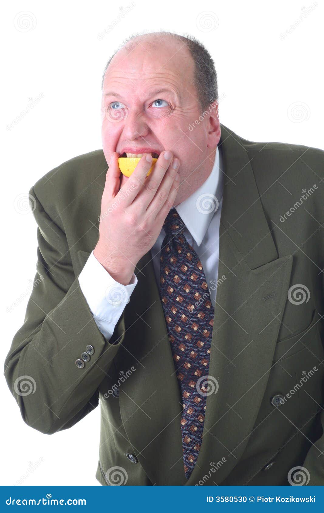 Eating lemon stock photo. Image of bald, chewing, shirt - 3580530