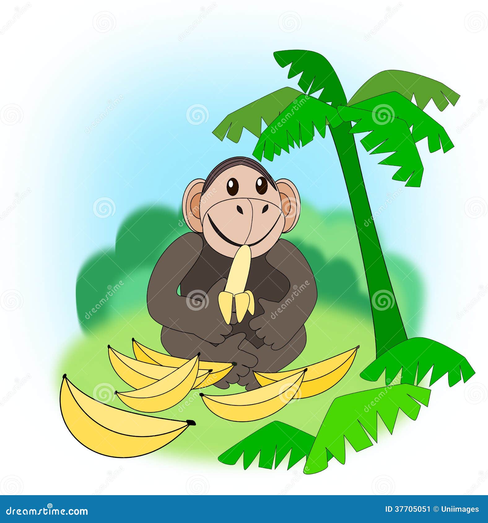 Eating Monkey stock illustration. Illustration of bananas - 37705051