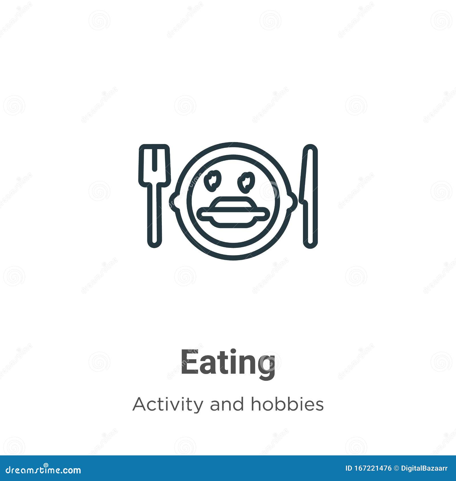 Eating Outline Vector Icon. Thin Line Black Eating Icon, Flat Vector ...