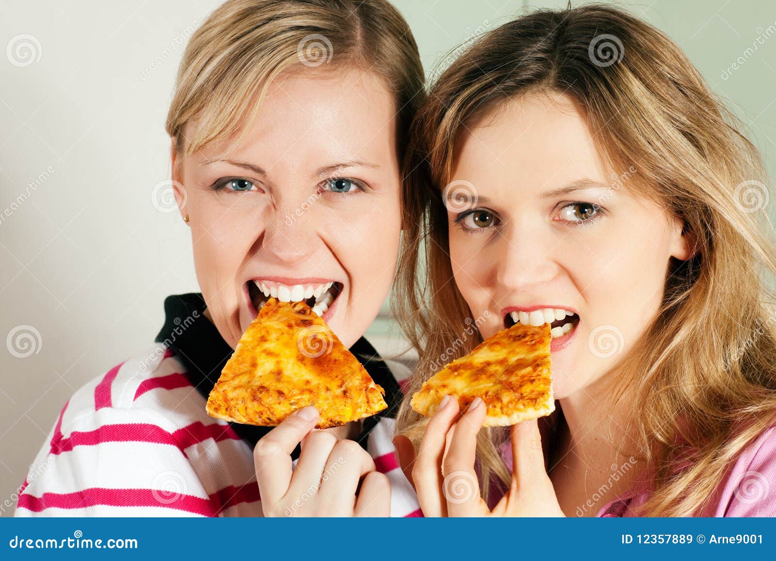 Eating Pizza stock image. Image of fast, women, hungry - 12357889