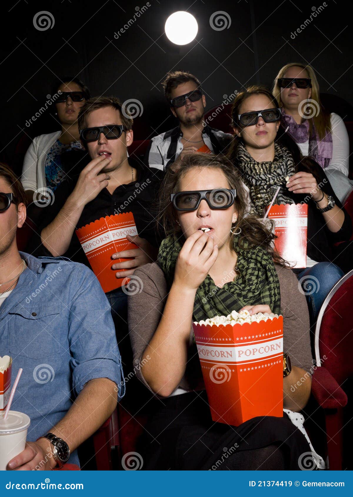 Eating Popcorn at the Cinema Stock Image - Image of smiling, nightlife ...