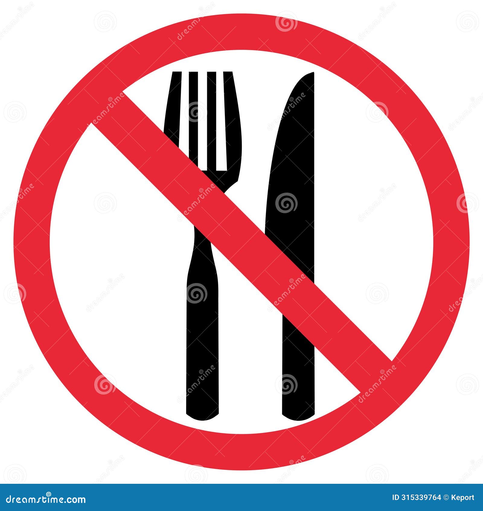 Eating Not Allowed - Round Red Forbidden Sign Stock Illustration ...