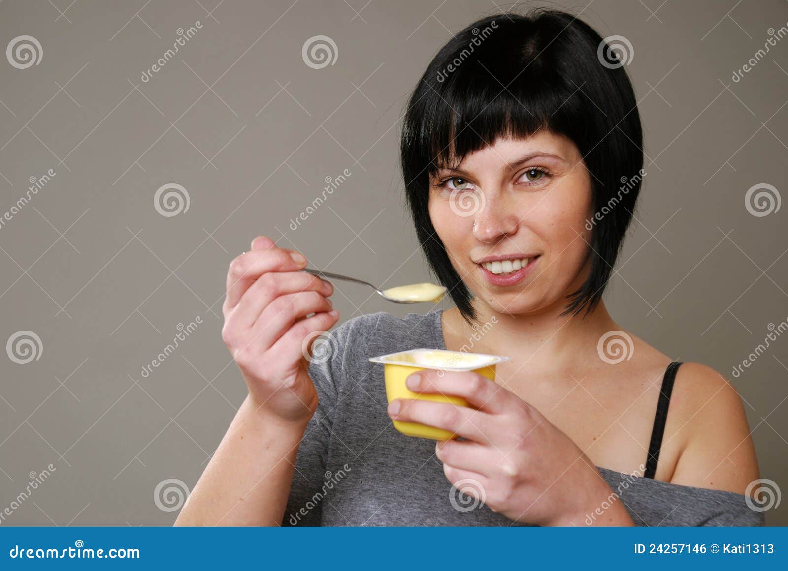 Eating pudding stock photo. Image of caucasian, holding - 24257146