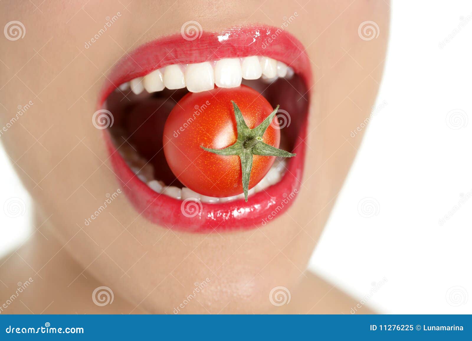 Eating a Red Tomato Macro of Woman Mouth Stock Image - Image of lips ...
