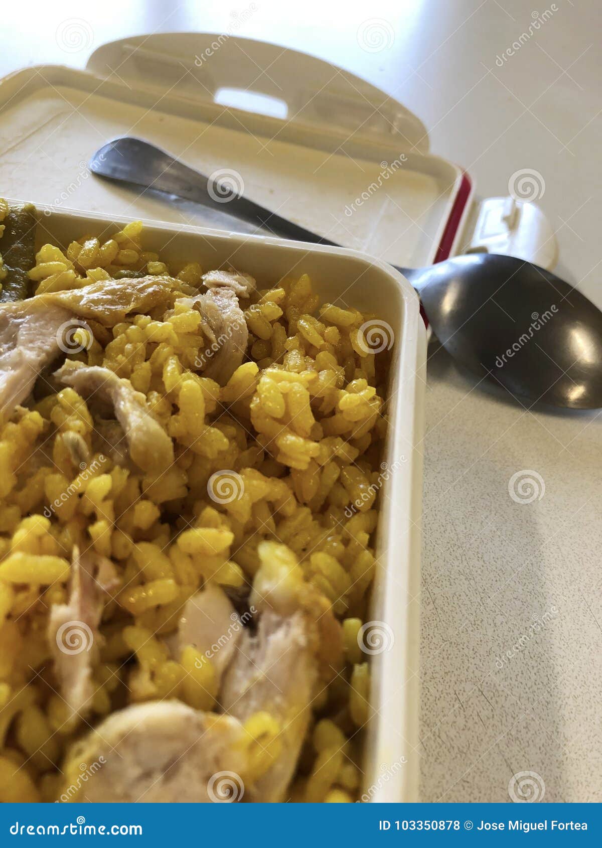 Eating Rice with Chicken at Work Stock Photo - Image of rice, chicken ...