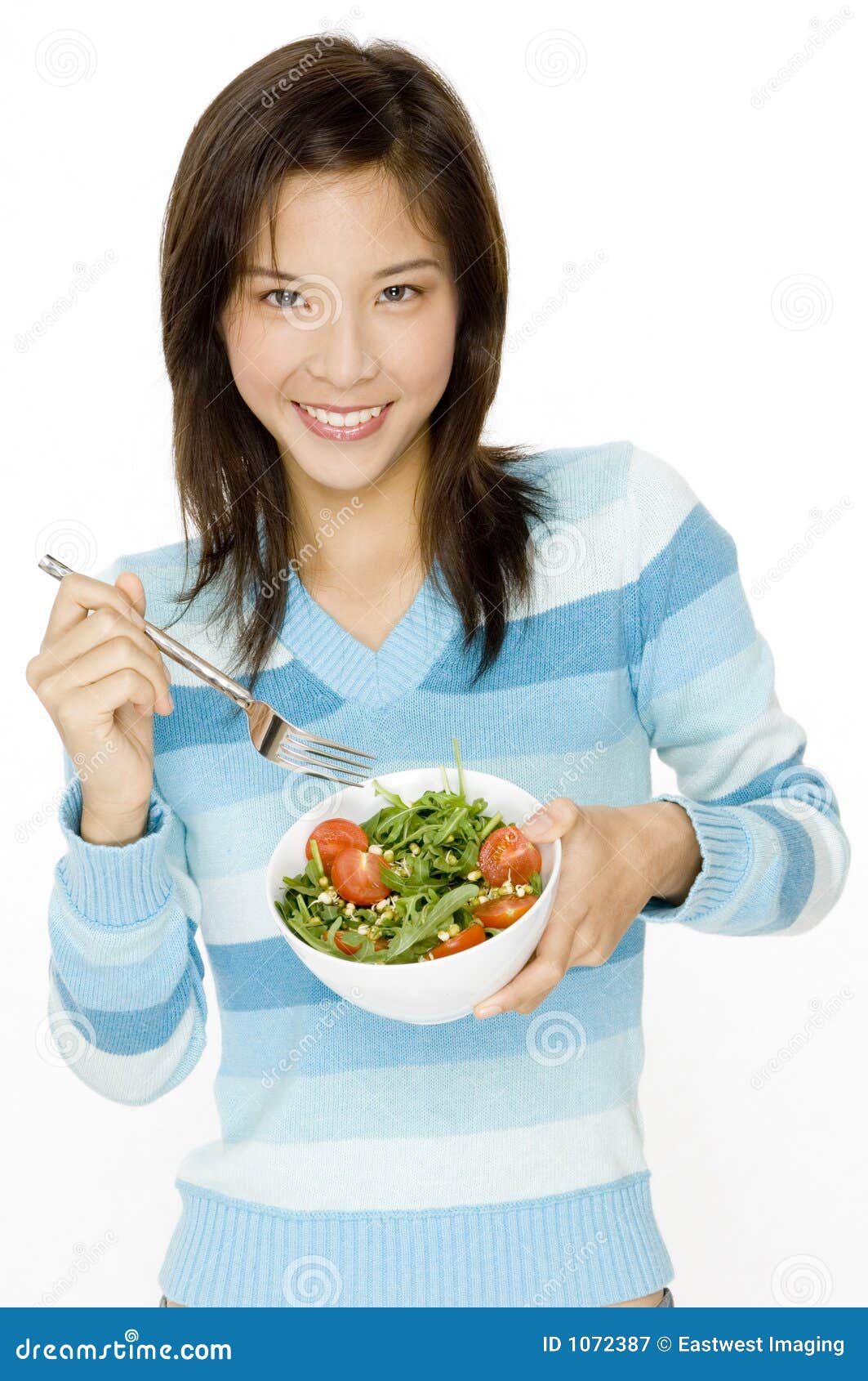 Eating Salad stock image. Image of asian, diet, greens - 1072387