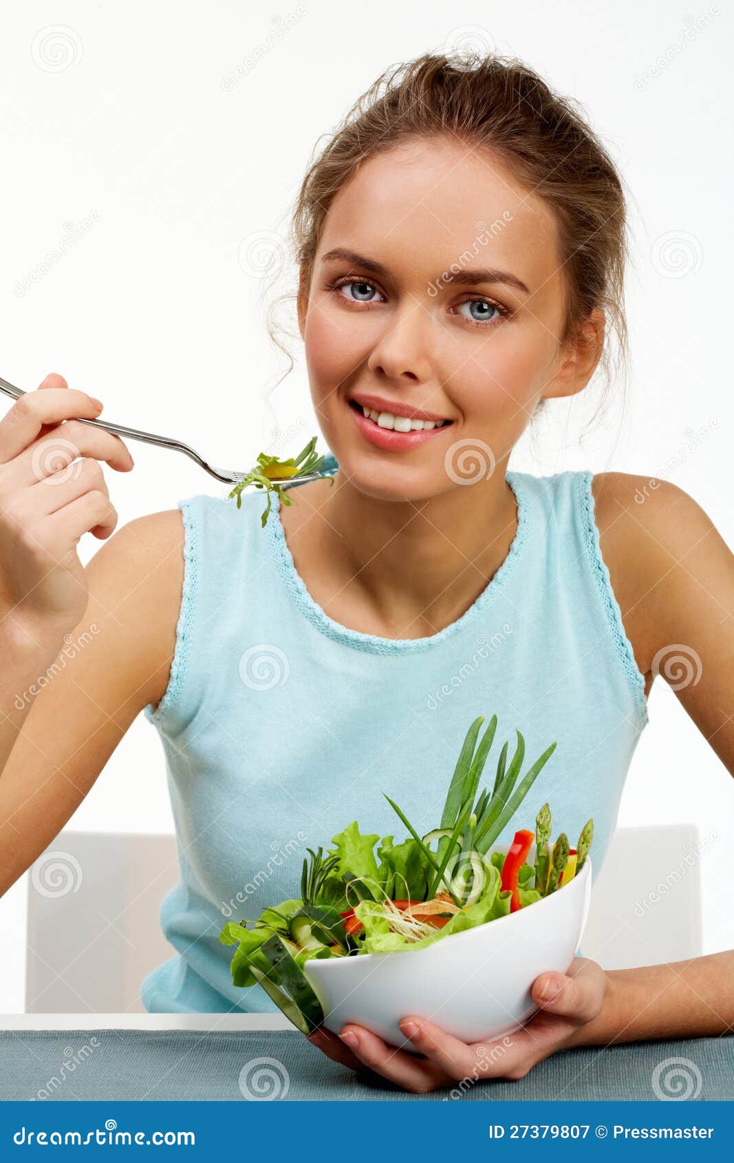 Eating salad stock image. Image of bowl, lunch, ingredient - 27379807