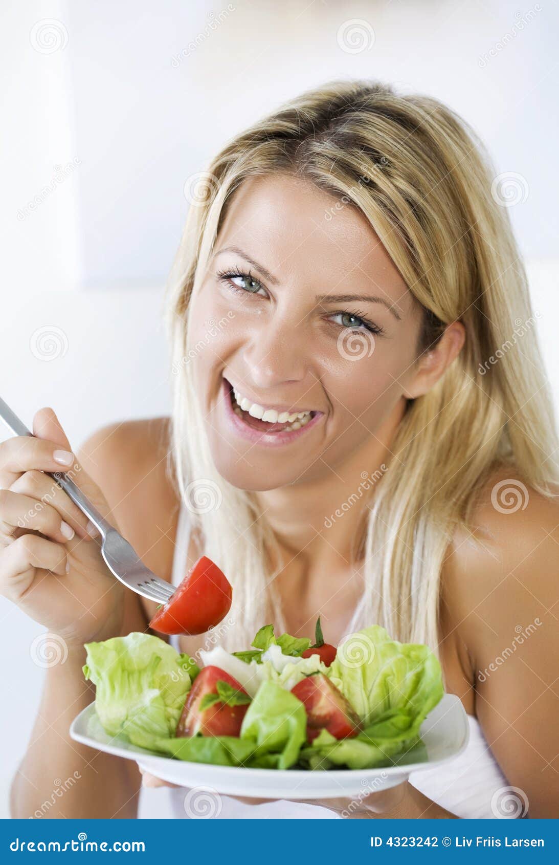 Eating salad stock photo. Image of freshness, caucasian - 4323242