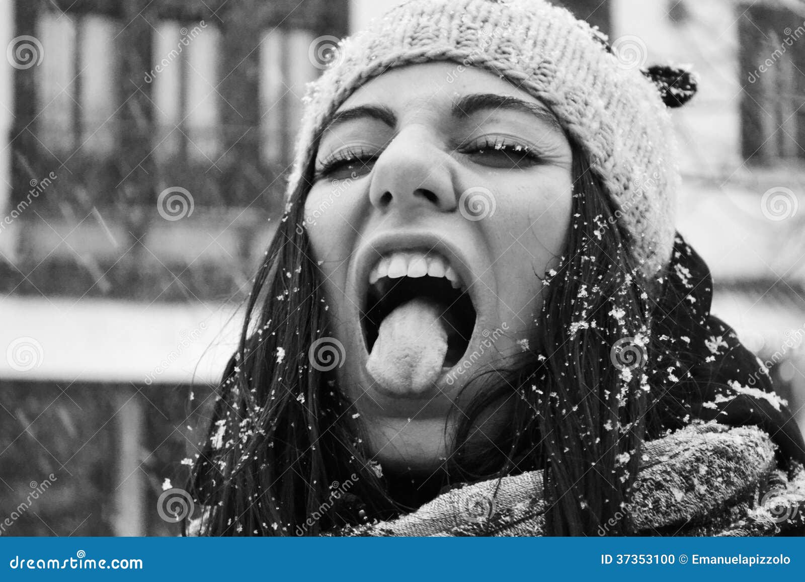 Eating the snow stock photo. Image of eyes, snow, white - 37353100