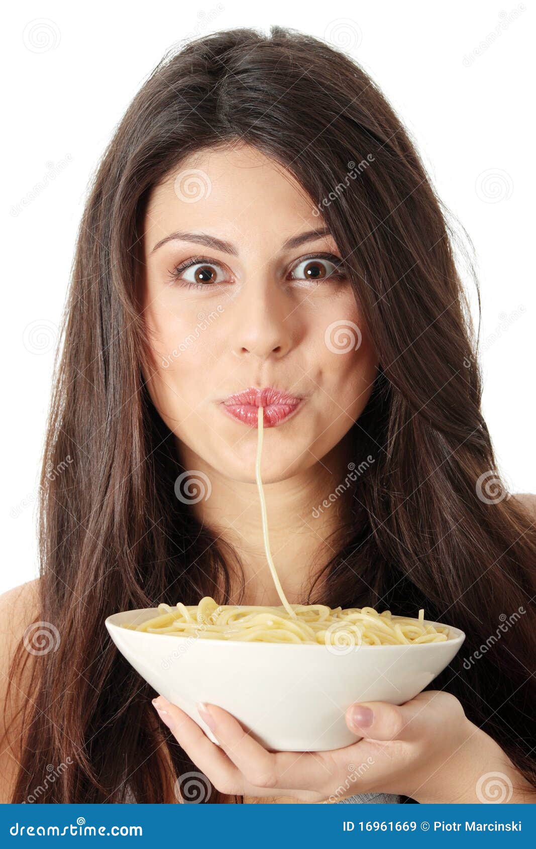 Eating spaghetti stock image. Image of healthy, cheerful - 16961669