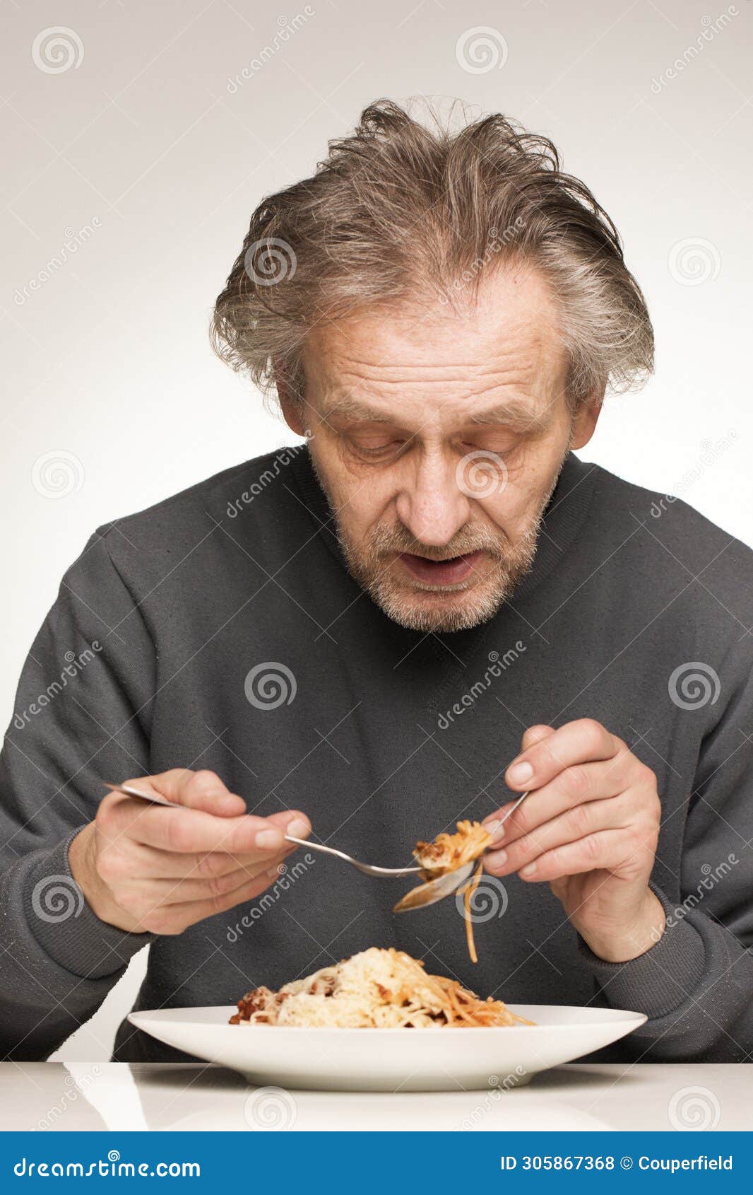 Eating Spaghetti with Minced Pork and Beef Meat, Tomato Sauce and ... Eating Spaghetti with Minced Pork and Beef Meat, Tomato Sauce and ...