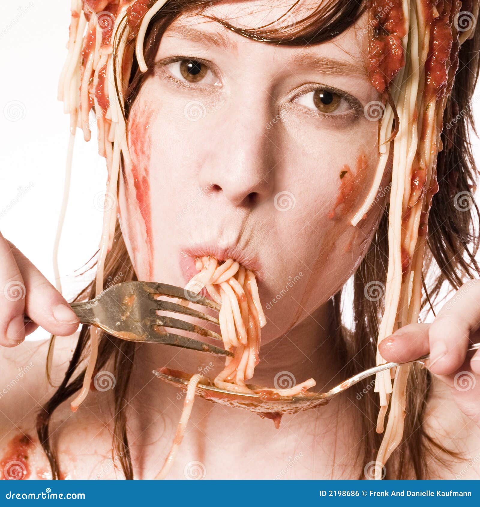 Eating Spaghetti of My Head Stock Photo - Image of girl, posing: 2198686