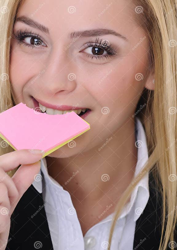Eating sticky note stock image. Image of success, worker - 22454829
