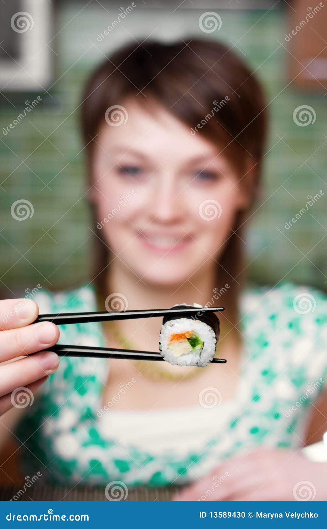 Eating sushi stock photo. Image of desire, person, seafood - 13589430