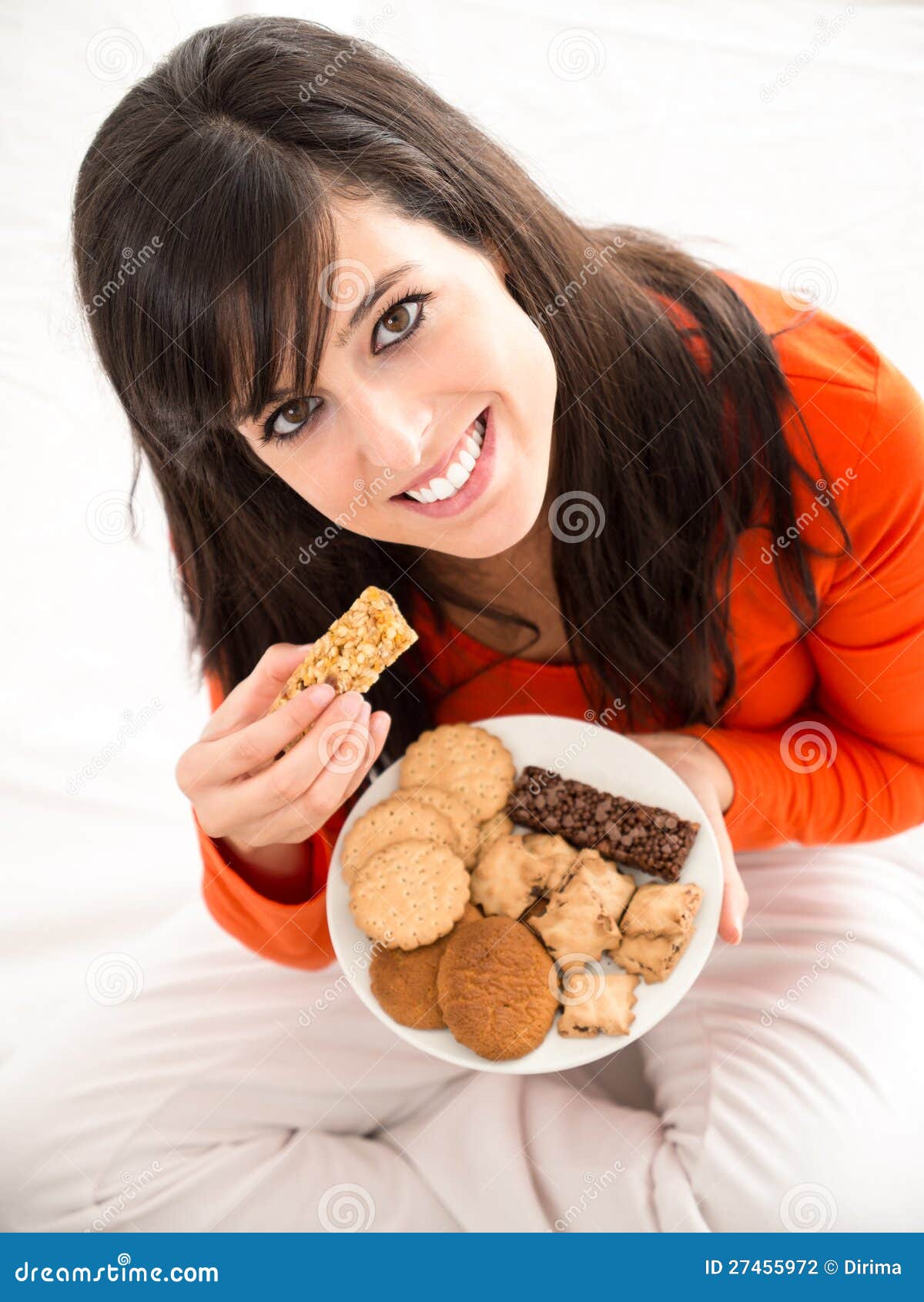 Eating sweet food in bed stock photo. Image of health - 27455972