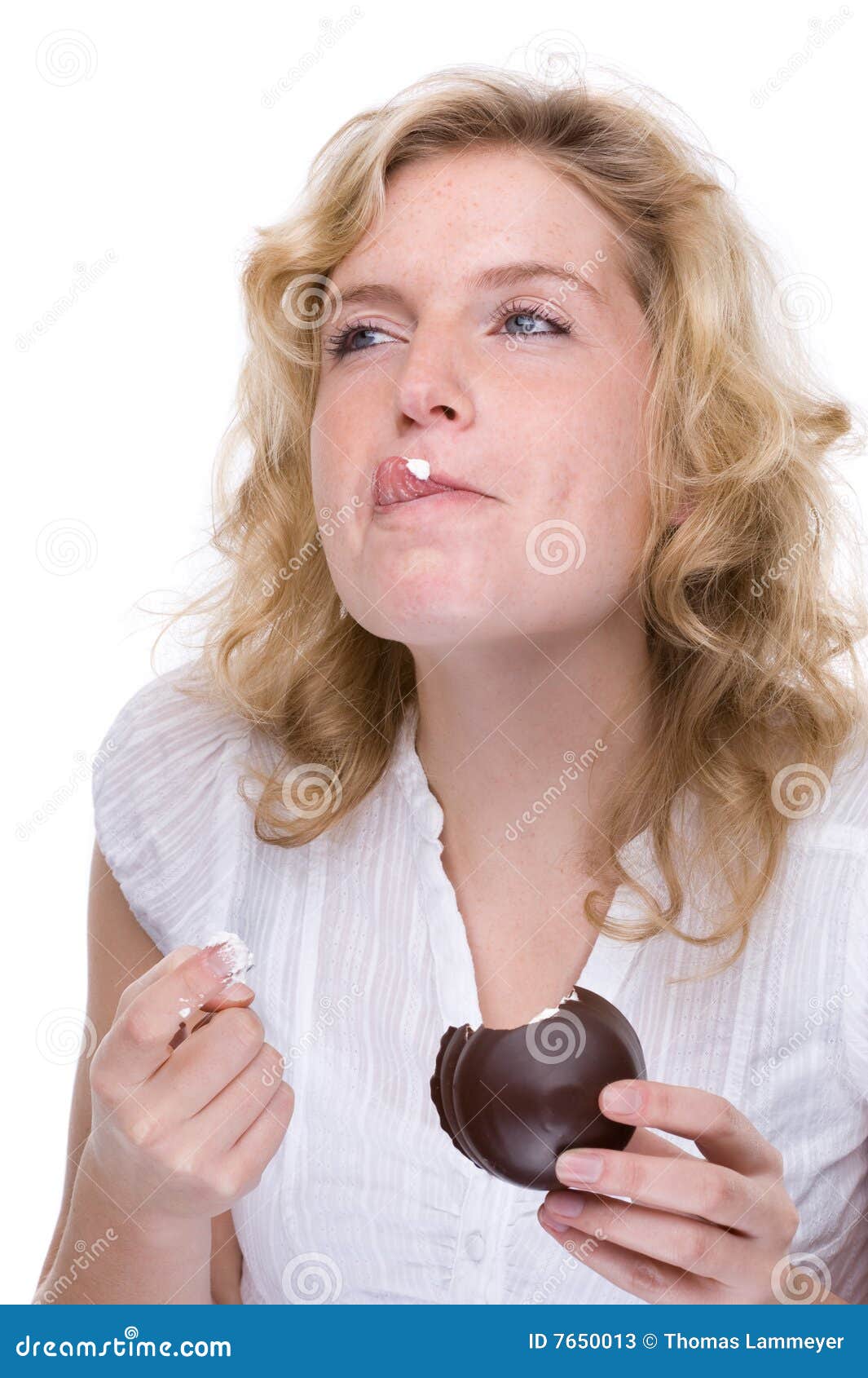 Eating sweets stock image. Image of blond, chocolate, blonde - 7650013