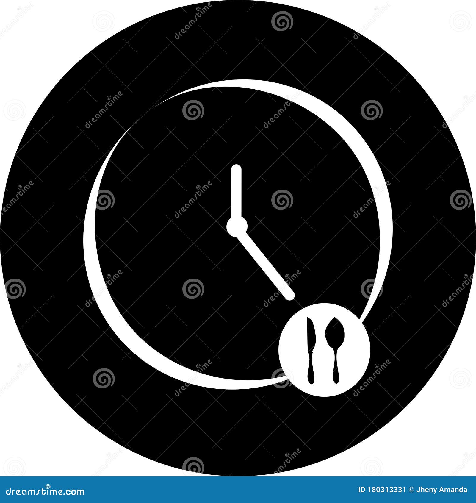 Eating Time, Clock, Watch Black Circle Icon. Concept Of UI Design ...