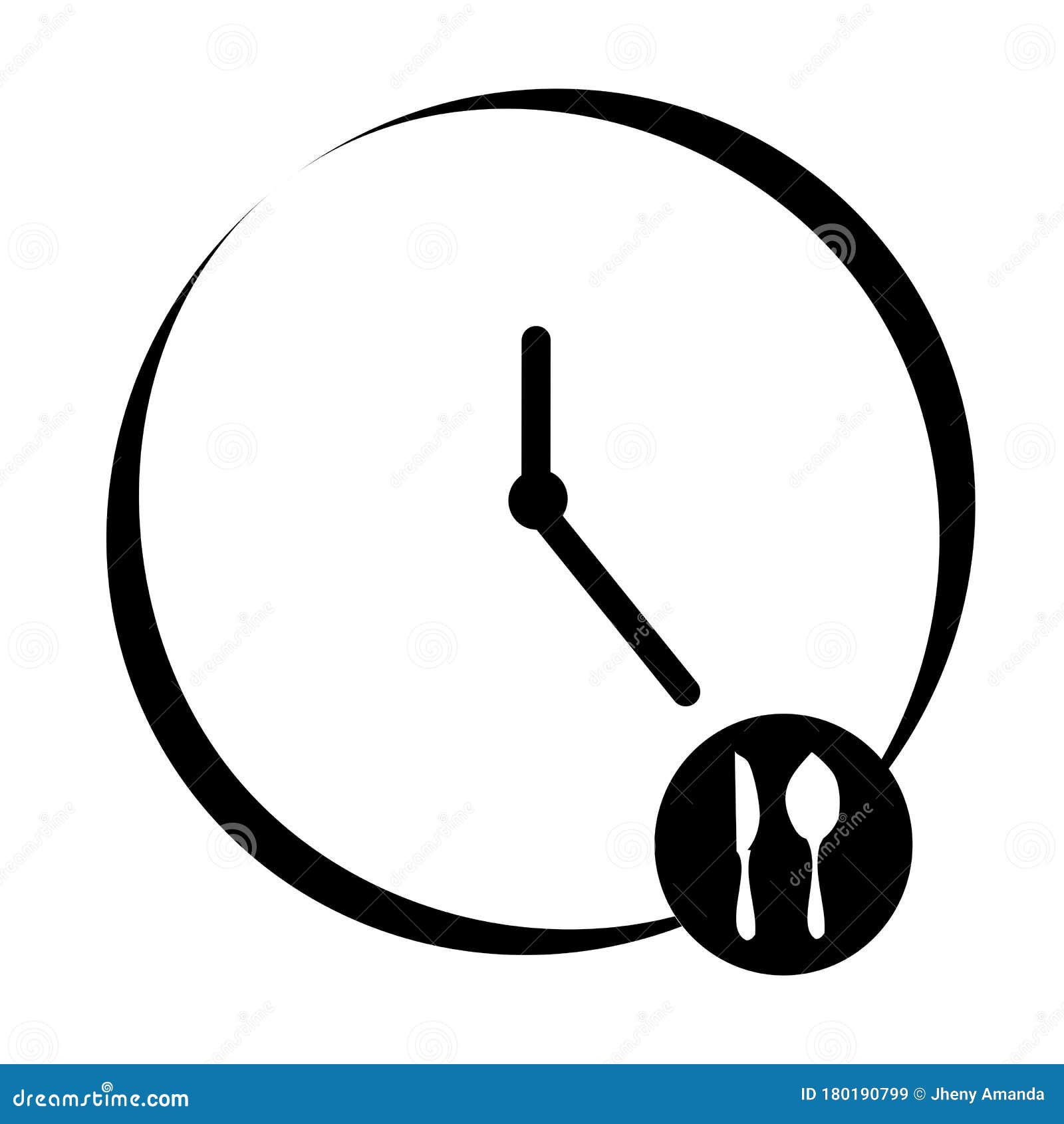 Eating Time, Clock, Watch Black Circle Icon. Concept Of UI Design ...