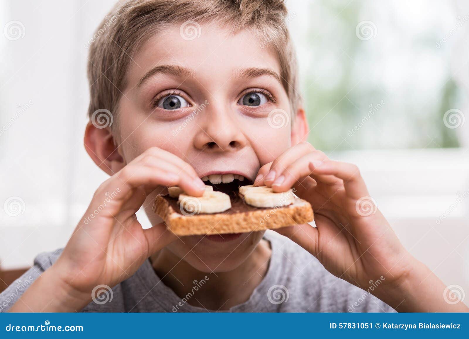 Eating Toast with Chocolate Stock Image - Image of break, lunch: 57831051