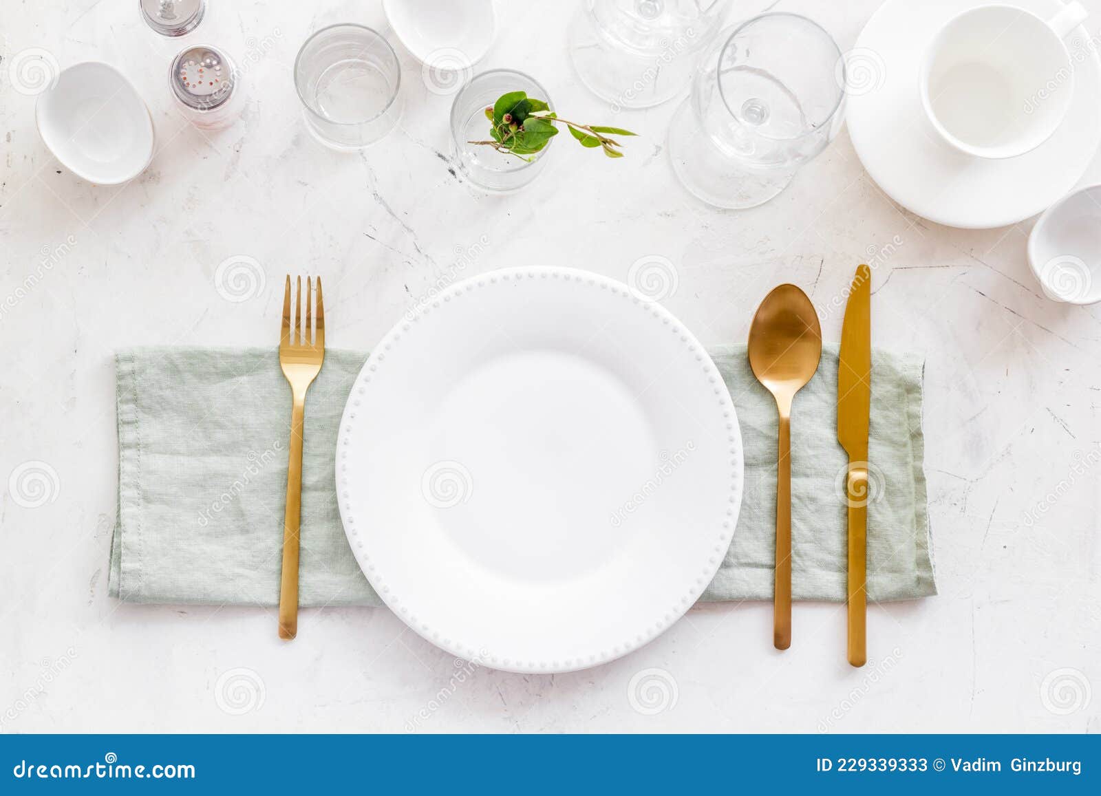 Eating Utensil Set - Table Setting for Dinner with Plate on Napkin ...