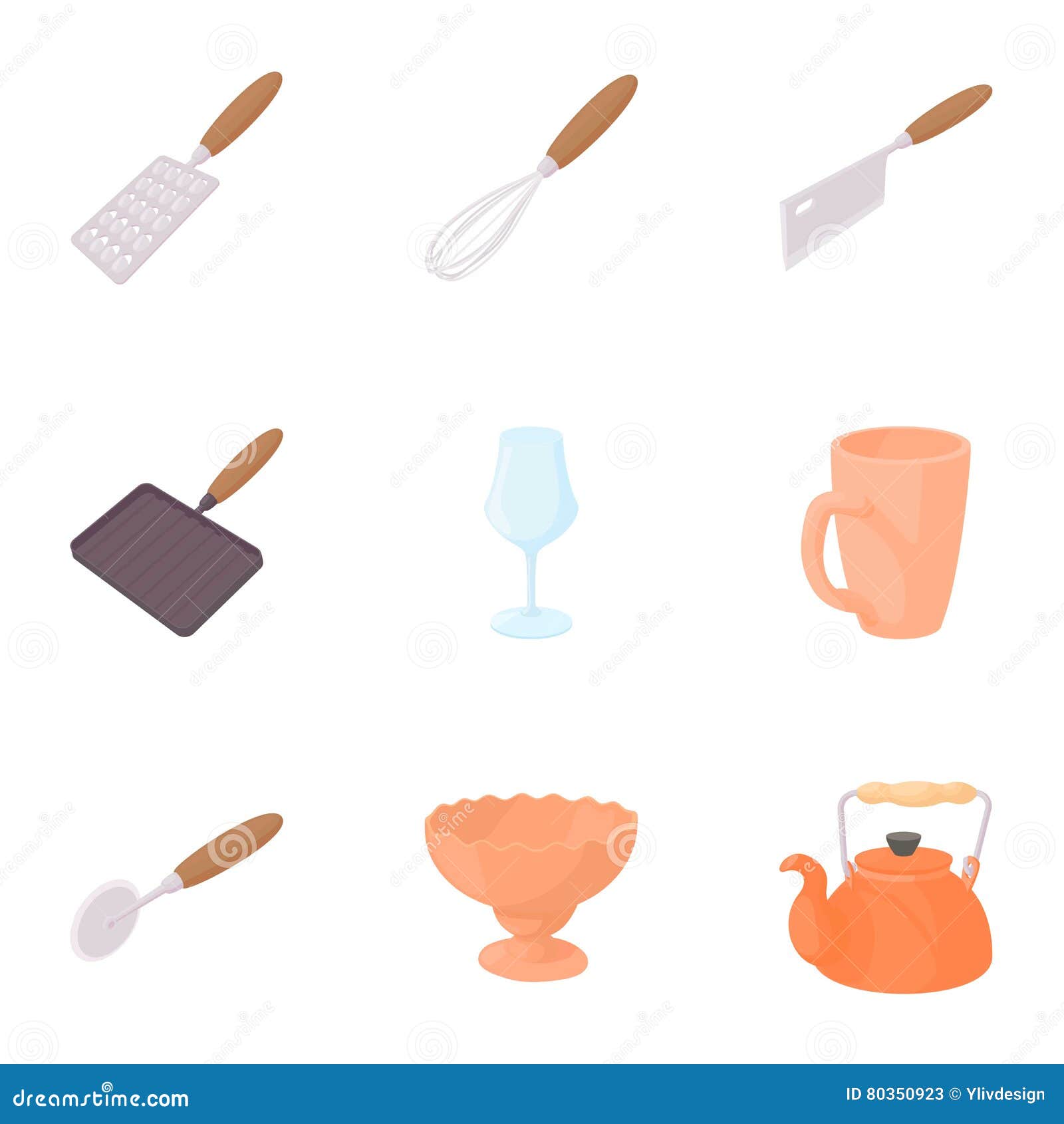 Eating Utensils Icons Set, Cartoon Style Stock Vector - Illustration of ...