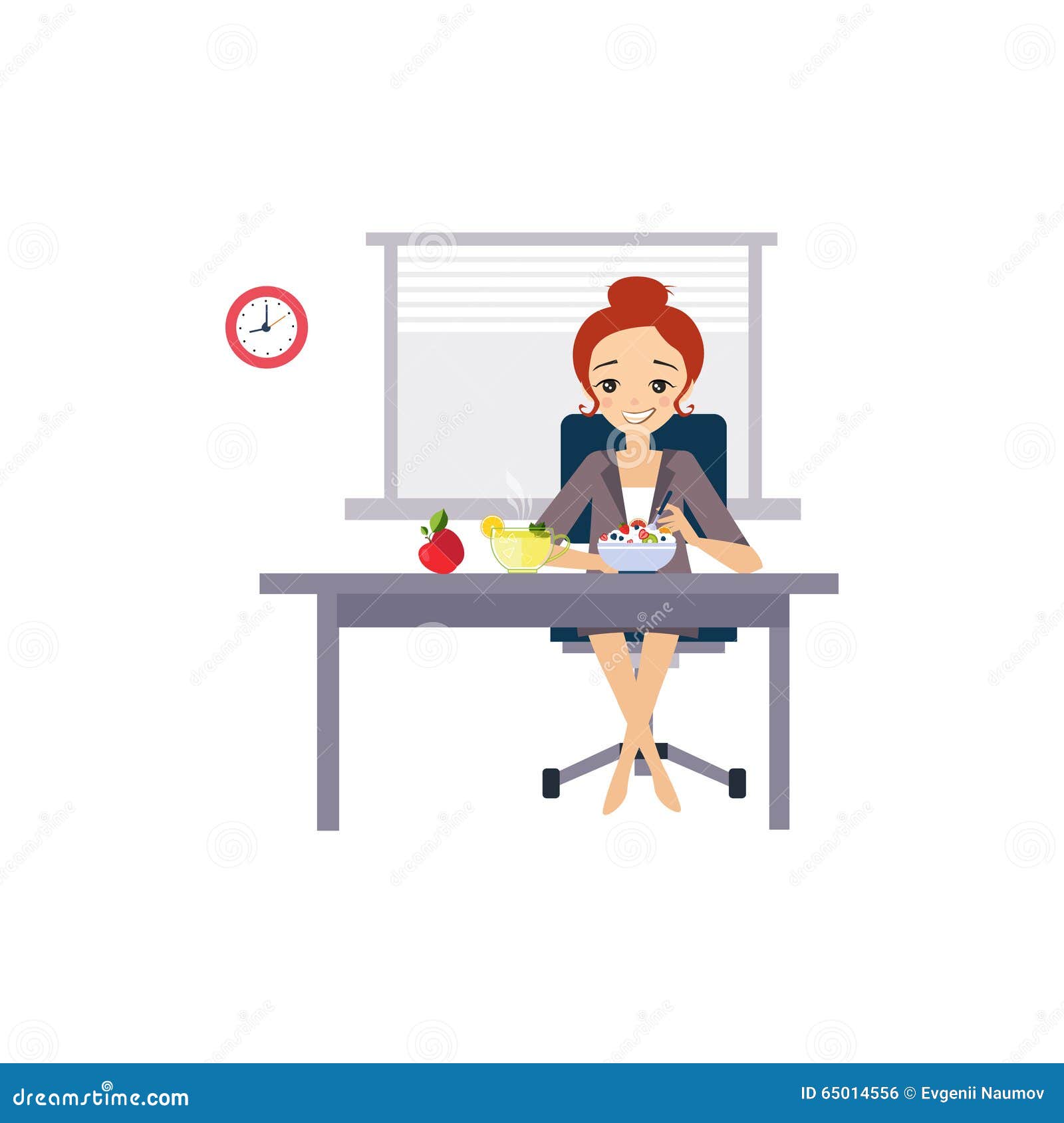 Eating at Work. daily Routine Activities of Women Stock Vector ...