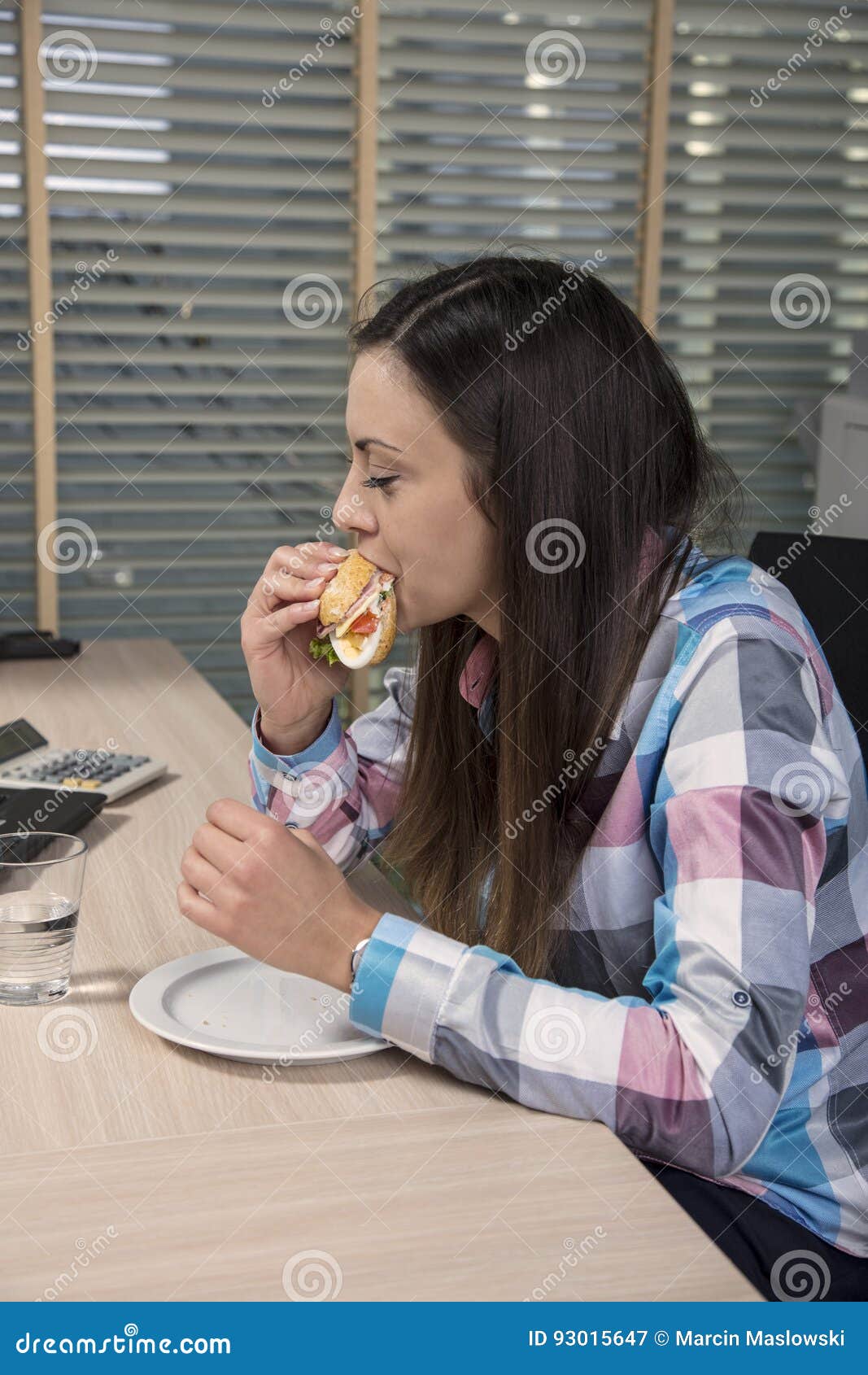 Eating while Working in the Office Stock Image - Image of people ...