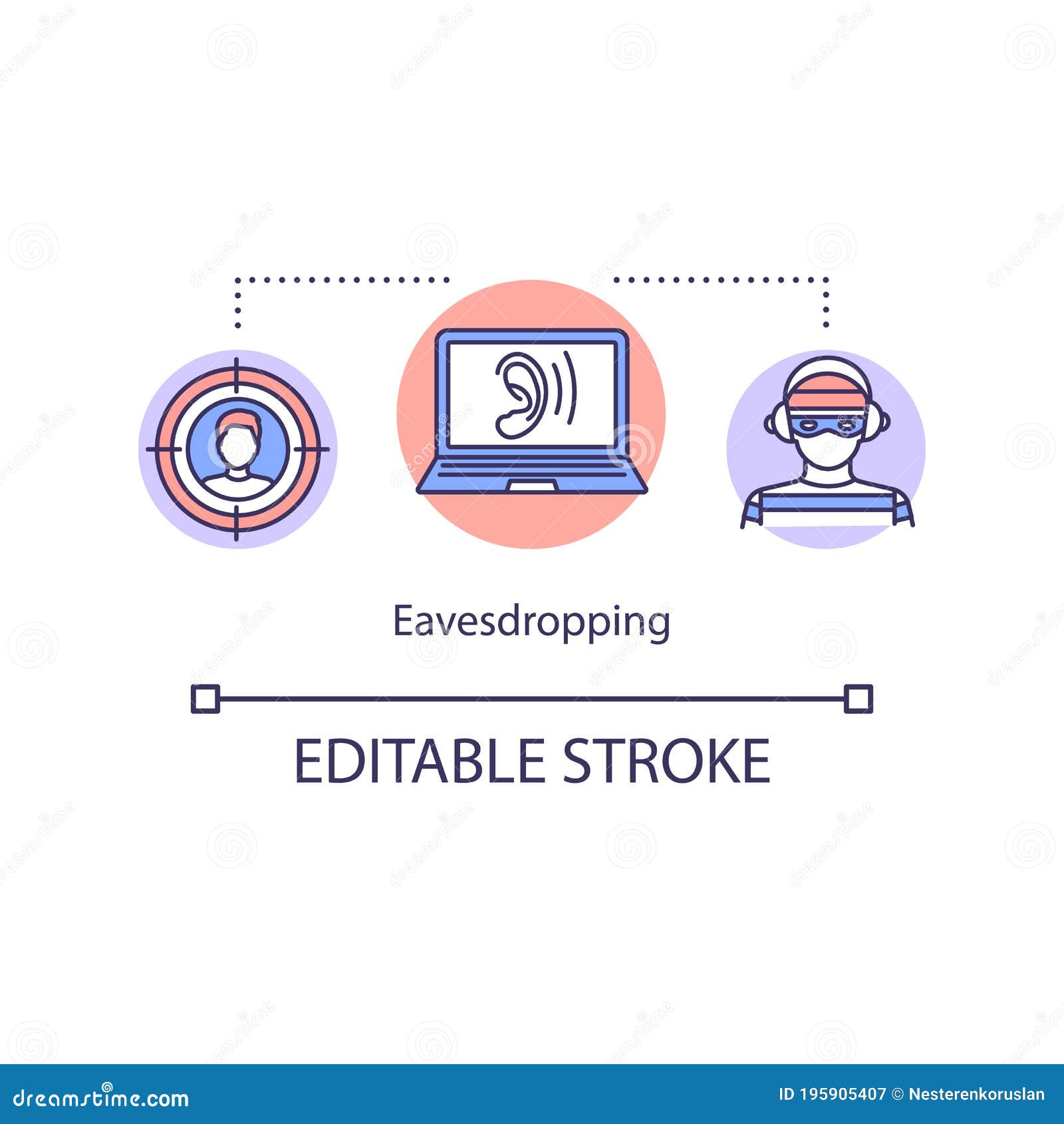 Eavesdropping Interception Concept Icon. Stock Vector - Illustration of ...