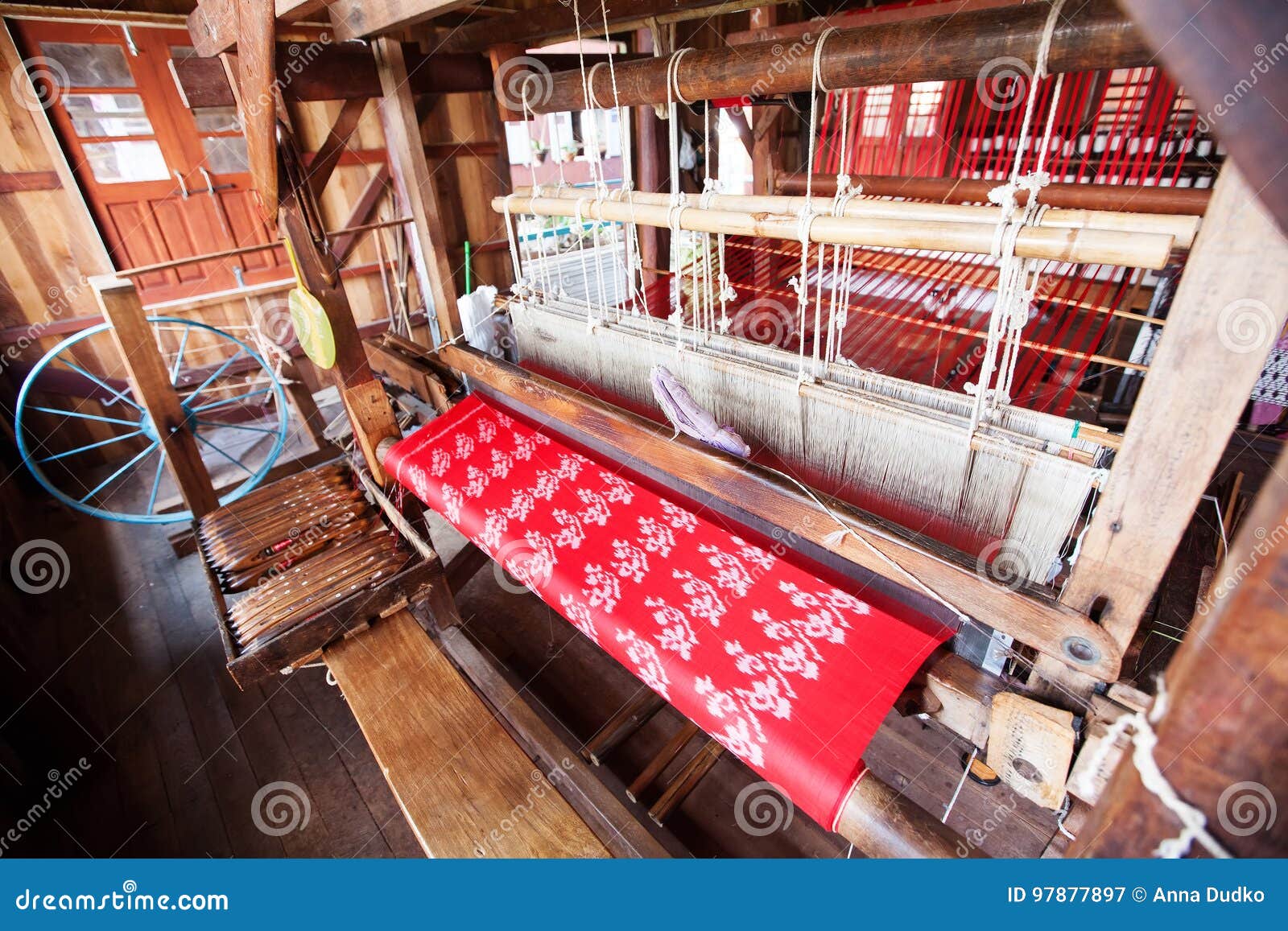Eaving Silk Fabric by Method and Machine Traditional Stock Image ...